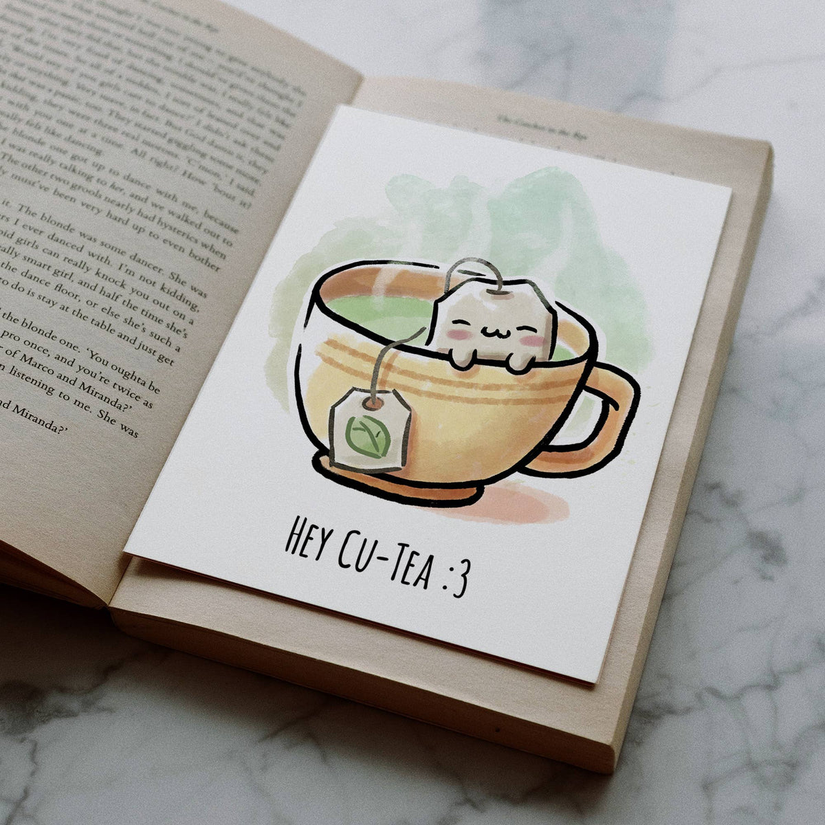"Hey Cu-Tea" - Cute Tea Lovers Punny Card Anniversary Bestie